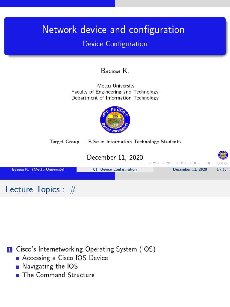 Configuring Network Devices: An Overview of Cisco's Internetworking Operating System (IOS) | PDF ...