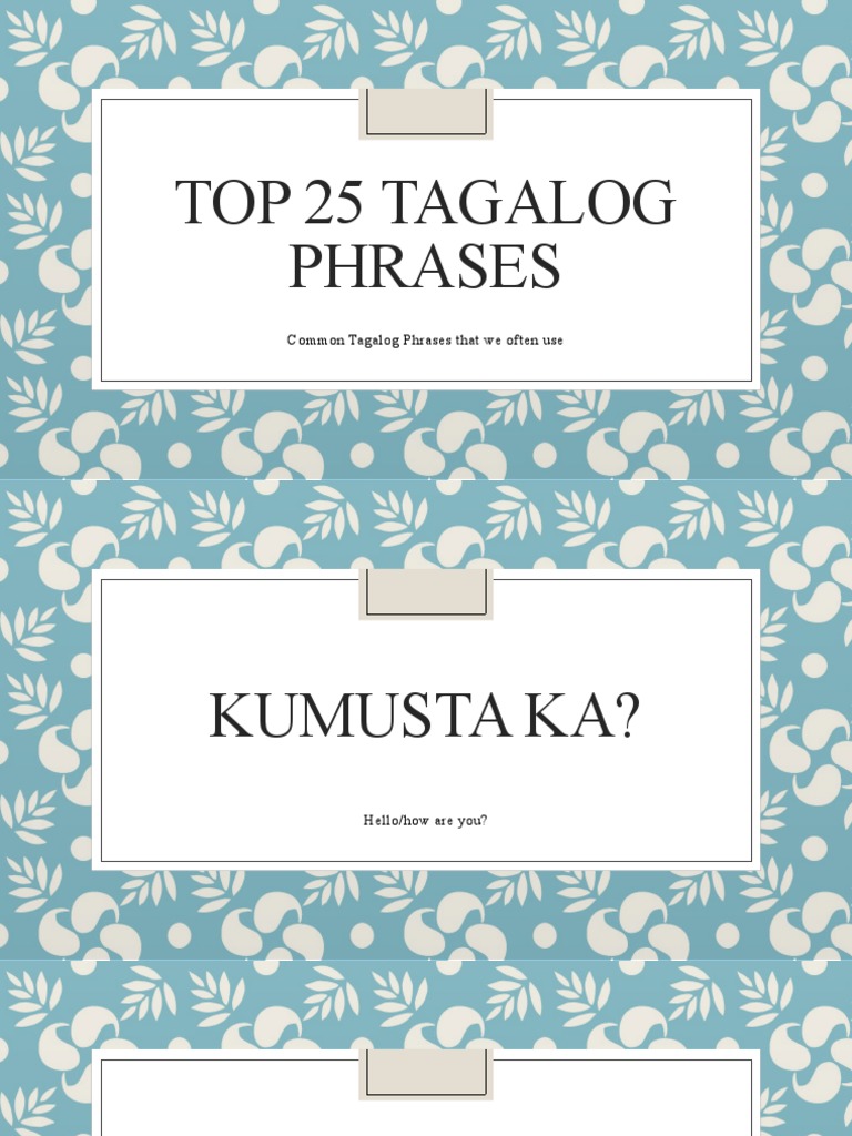 Top 25 Tagalog Phrases For Beginners | PDF