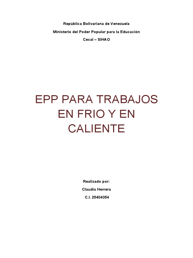 Epp para Trabajos en Frio y en Caliente | Descargar gratis PDF | Frío ...