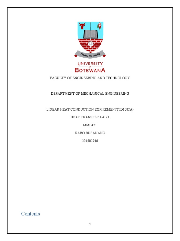 Linear Heat Conduction Lab Report | PDF | Thermal Conduction | Heat ...
