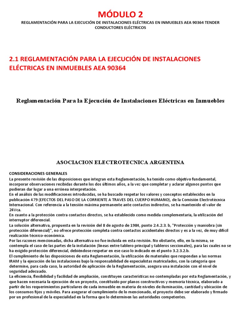Reglamentacion Aea en Instalaciones Electricas | PDF | Cableado eléctrico | Corriente eléctrica