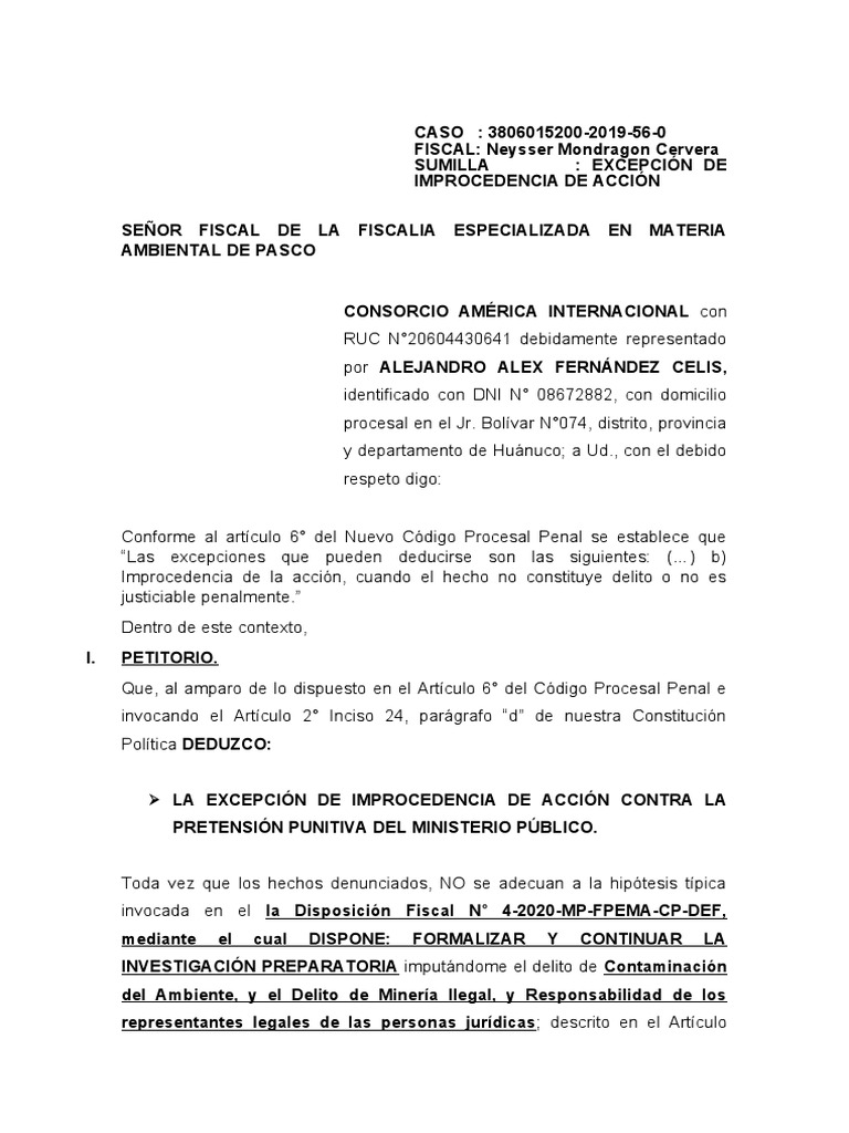 Excepcion de Improcedencia de Accion | PDF | Derecho penal | Ley común