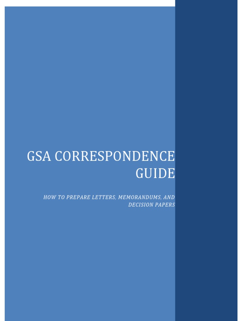 Gsa Correspondence Guide: How To Prepare Letters, Memorandums, and ...
