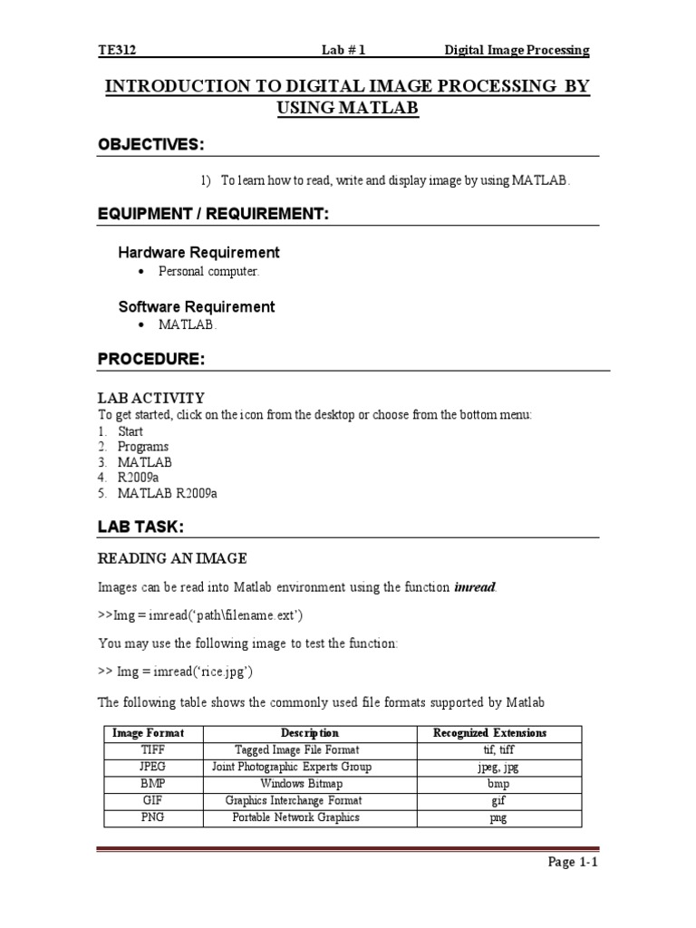 Introduction To Digital Image Processing by Using Matlab: Objectives | PDF | Integer (Computer ...