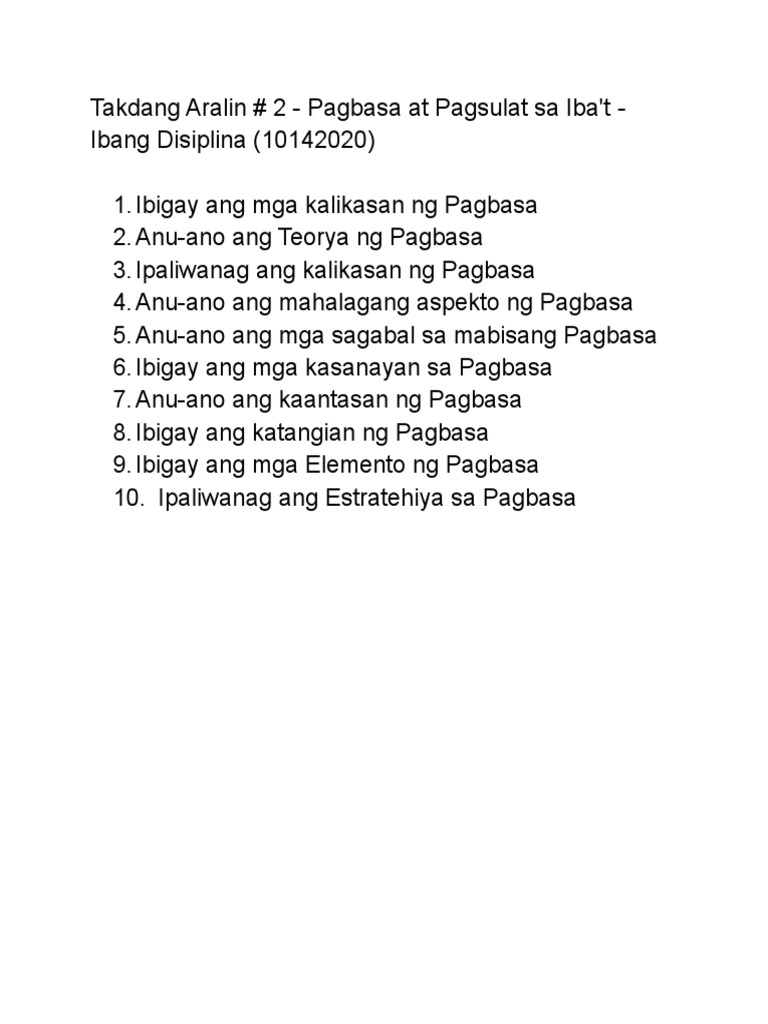Template - Takdang Aralin # 2 - Pagbasa at Pagsulat Sa Iba't - Ibang ...