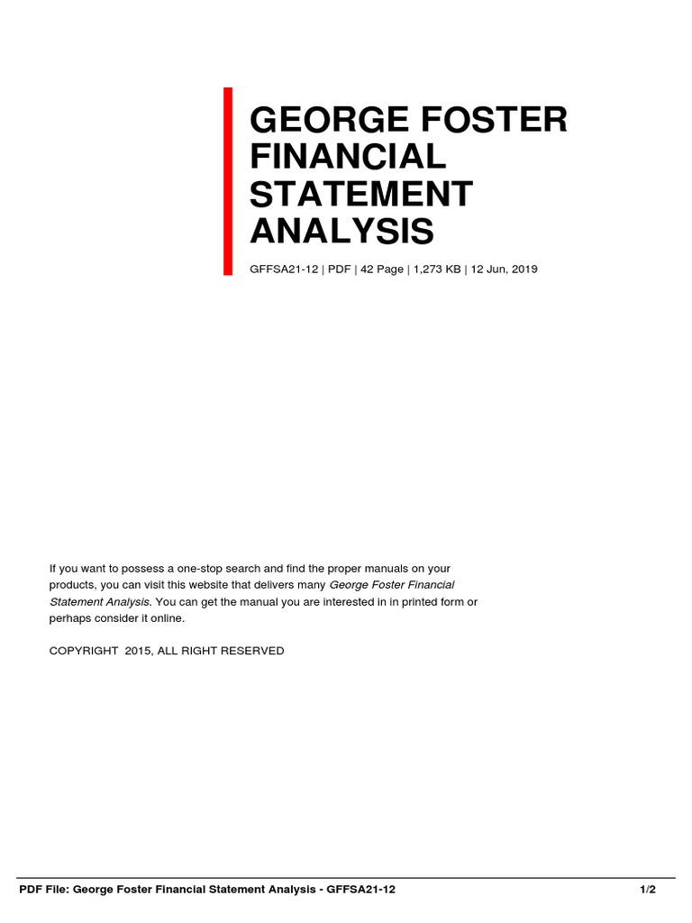 George Foster Financial Statement Analysis | PDF | Online And Offline ...
