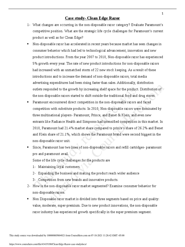 Clean Edge Razor Case Study | PDF | Brand | Shaving