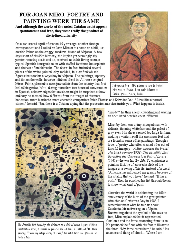 Joan Miro, Smithsonian, Nov93 | PDF | Surrealism | Pablo Picasso