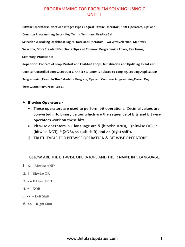 Pps Using C R20 Unit 2 Pdf Control Flow Computer Engineering