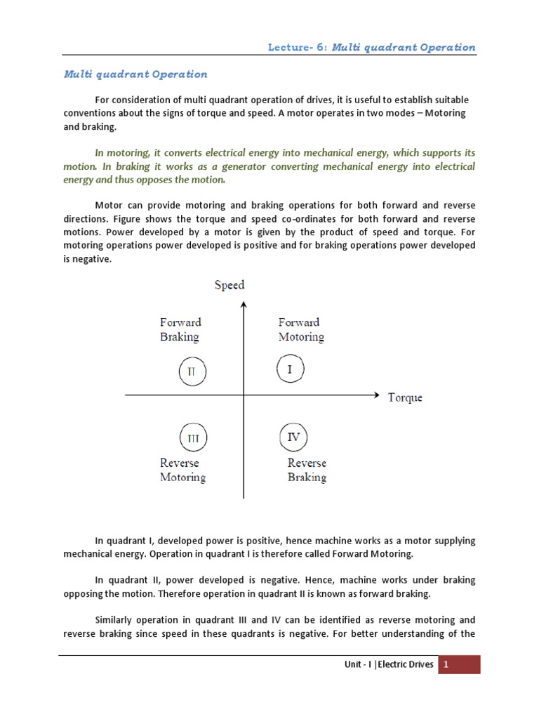 Multi Quadrant Operation Multi Quadrant Operation: Lecture-6 | PDF ...