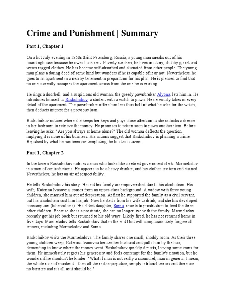 Crime and Punishment - Summary: Part 1, Chapter 1 | PDF | Crime And ...