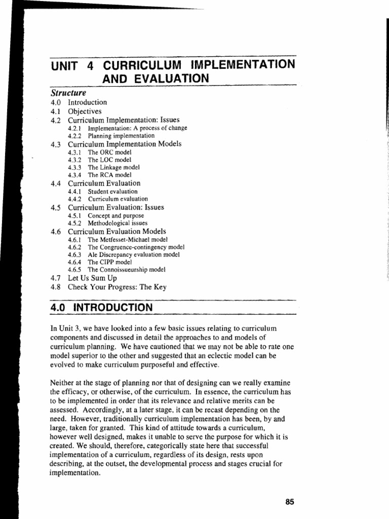 Curriculum Implementation and Evaluation | Download Free PDF ...