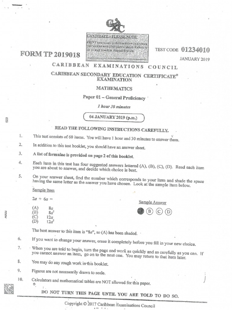 January 2019 Paper 1 | PDF
