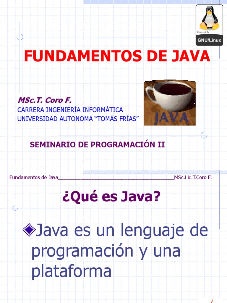 Fundamentos de Java | PDF | Java (lenguaje de programación) | máquina virtual de Java