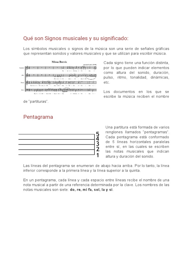 Qué Son Signos Musicales y Su Significado | PDF | Clave | Elementos de ...