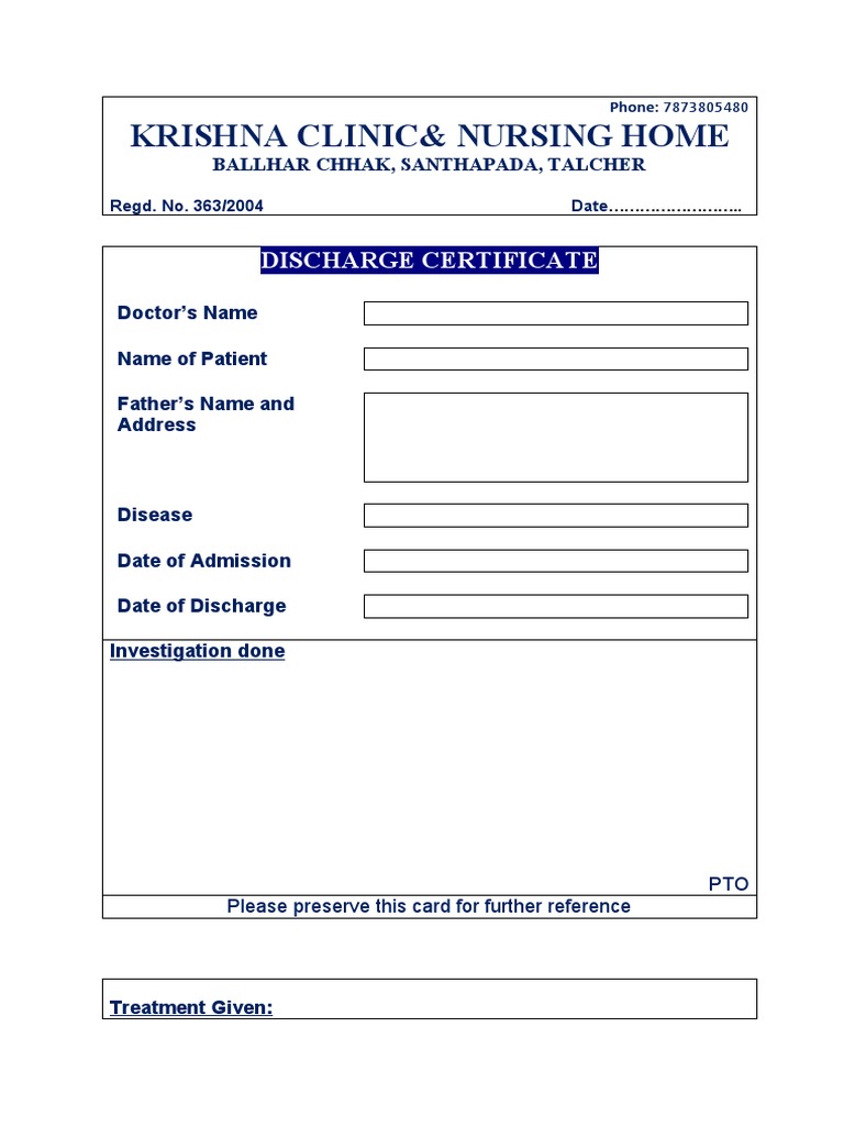 Hospital Discharge Papers