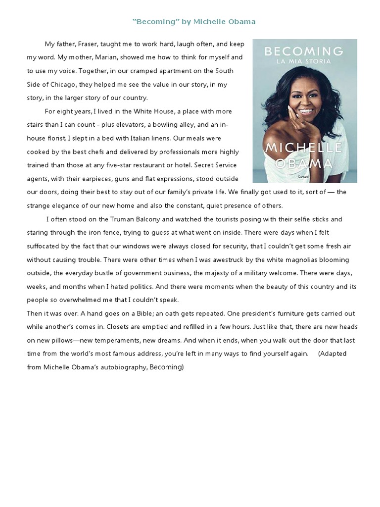 "Becoming" by Michelle Obama | PDF | White House | American Government