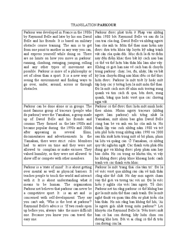 Translation Parkour | PDF