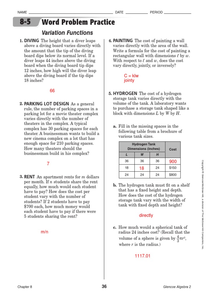 (Alg 2) 8.5 Homework Pdfs | PDF | Volume | Sphere