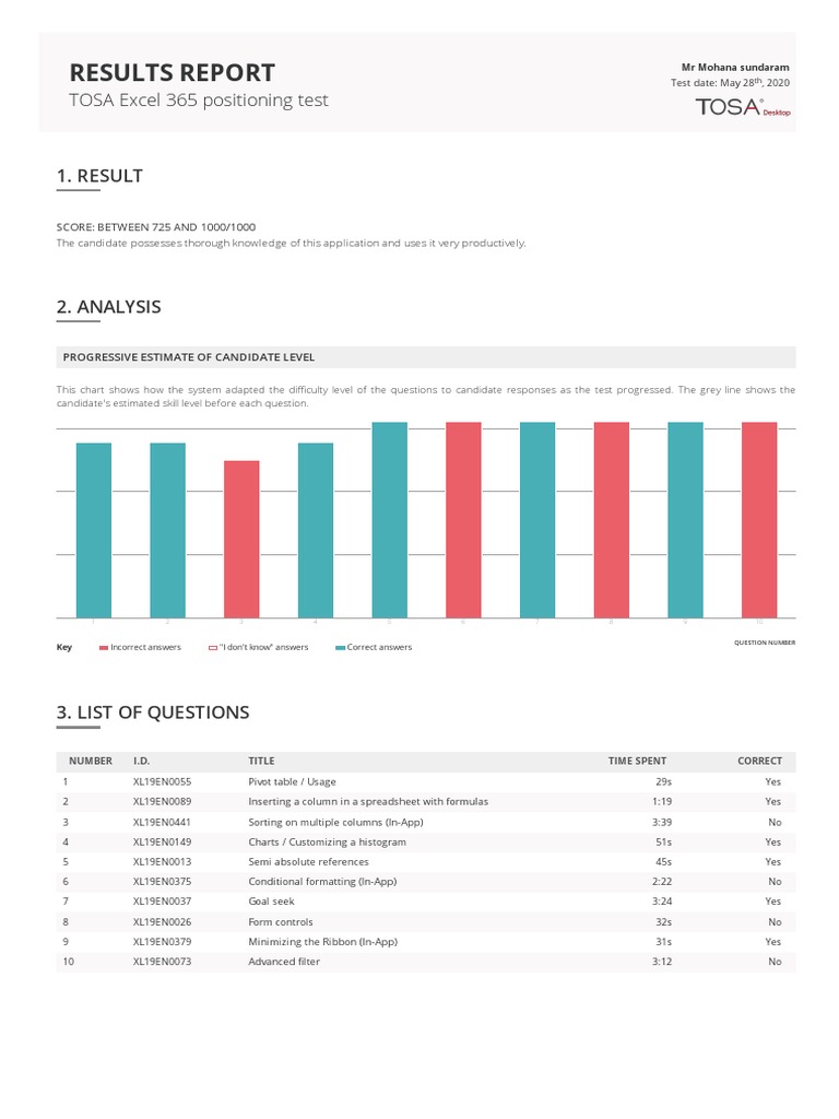 Excel Test Result Pdf Microsoft Excel Incremental Computing 