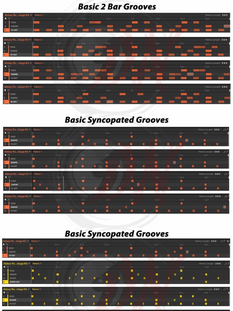 03 - Beat Building Blocks - MPTK - Basic Drum Groove Cheat Sheets | PDF