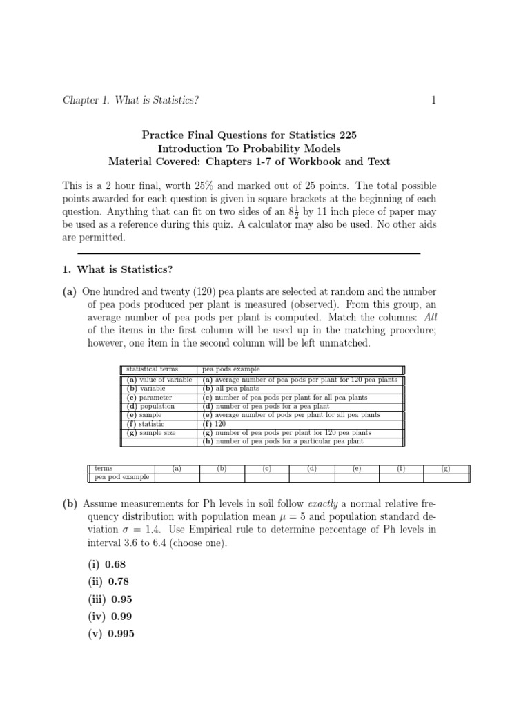 Practice Final Questions 1 | Download Free PDF | Probability Distribution | Probability And ...