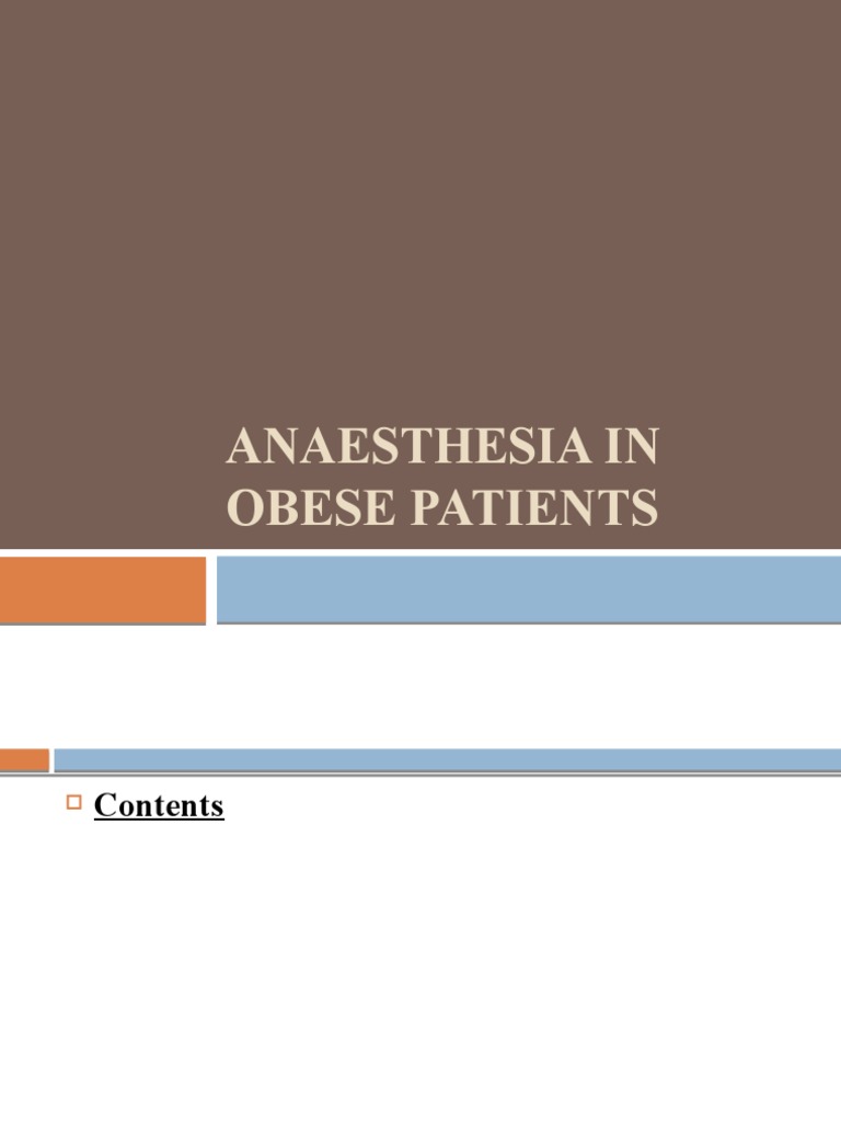 Anaesthesia in Obese Patients | PDF | Anesthesia | Intravenous Therapy