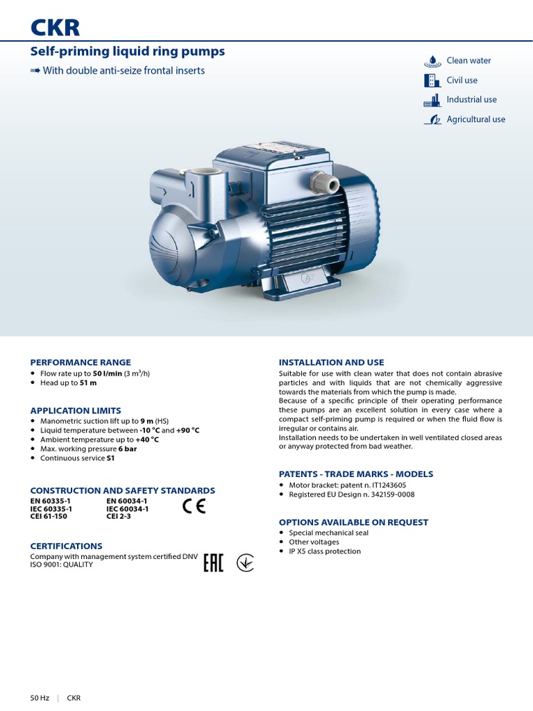 Self-Priming Liquid Ring Pumps: With Double Anti-Seize Frontal Inserts ...