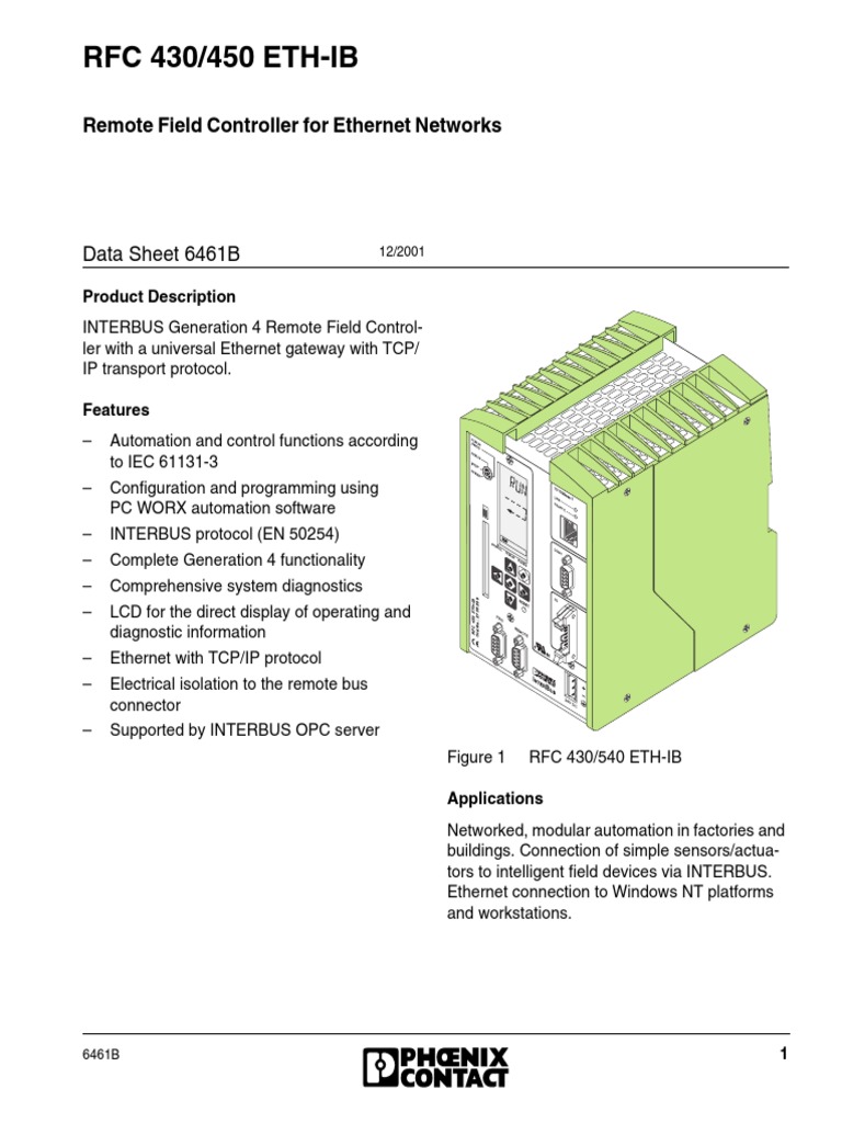 RFC 430/450 ETH-IB: Remote Field Controller For Ethernet Networks | PDF ...