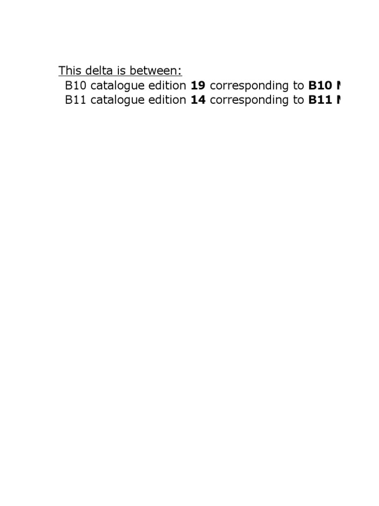 This Delta Is Between: B10 Catalogue Edition 19 Corresponding To B10 ...
