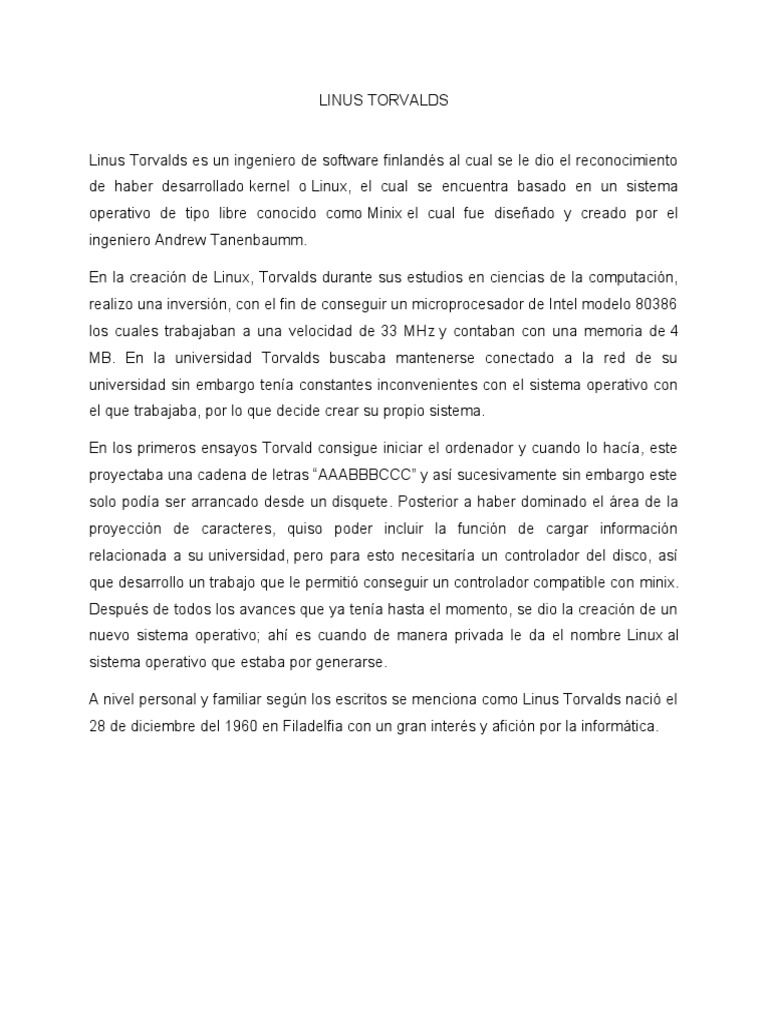 Biografia de Linus Torvalds y Bill Gates | PDF | Compatibles con PC Ibm ...