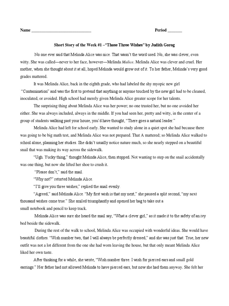 Story of The Week 1-Those Three Wishes | PDF