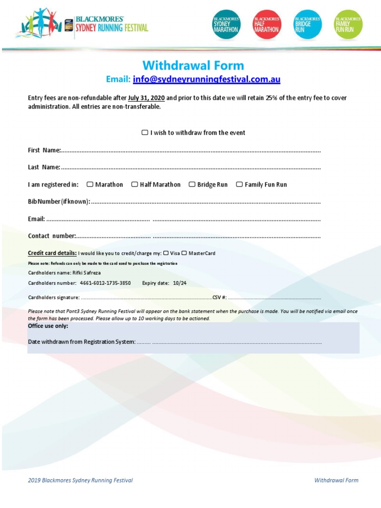 2020 BSRF Withdrawal Form | PDF | Credit Card | Payments