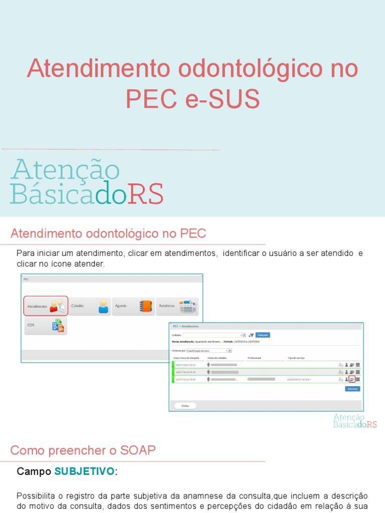 Atendimento Odontolã Gico Pec Esus | PDF | Dente | Odontologia