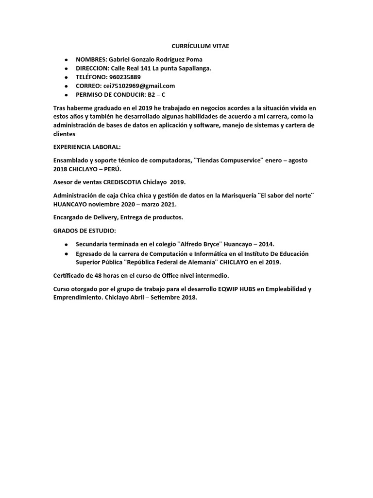 Curr - Culum Vitae | PDF