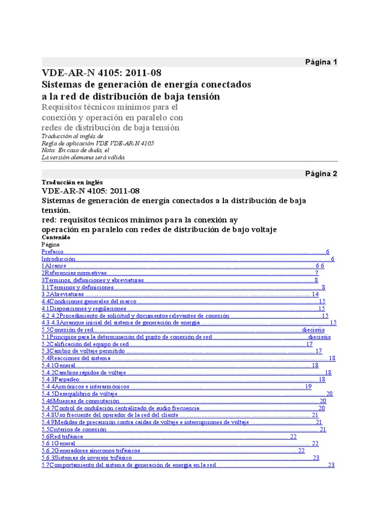 VDE-AR-N 4105 Esp | Descargar gratis PDF | Energia electrica ...