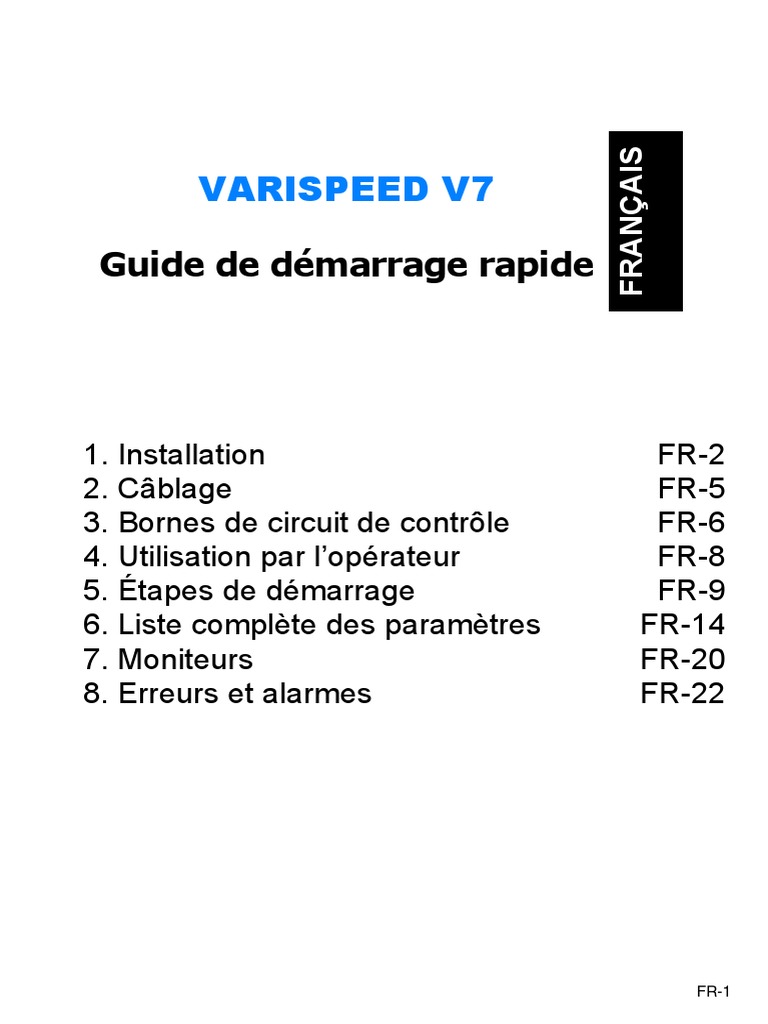 Guide de Démarrage Rapide: Varispeed V7 | PDF | Filtre (électronique) | Courant alternatif