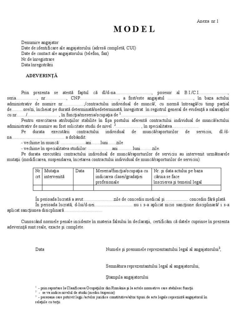 Model Adeverinta Anfp | PDF