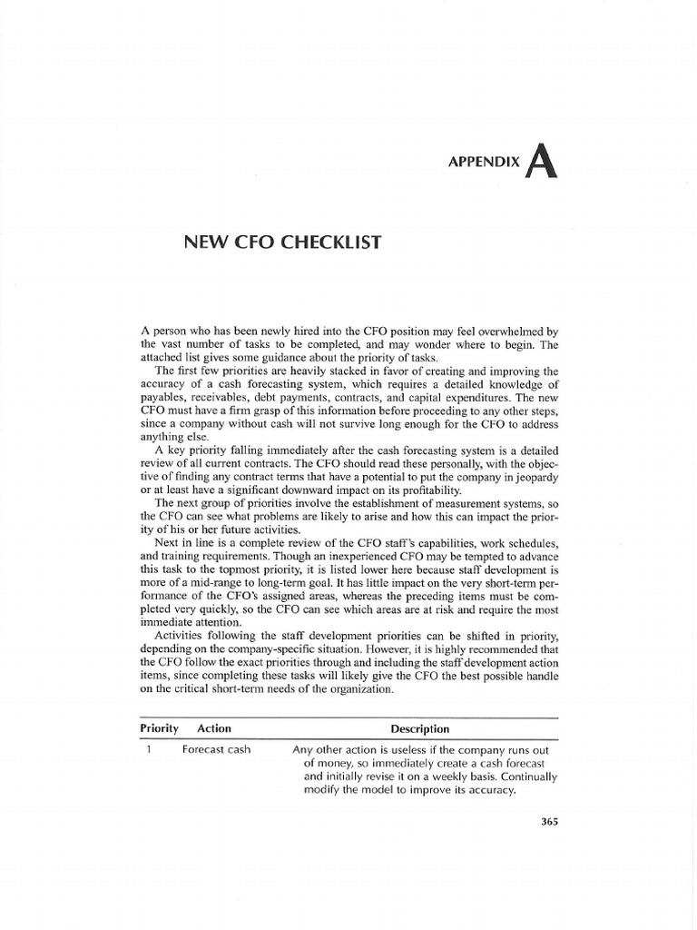 New CFO Checklist PDF | PDF