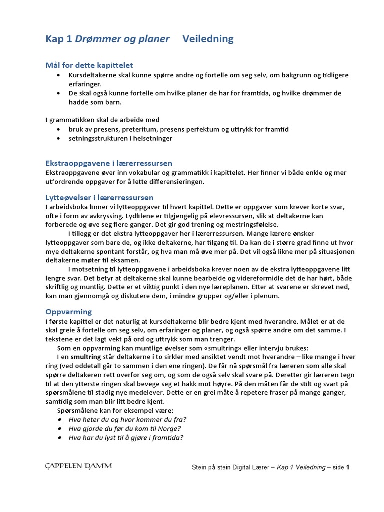Kap 1 Veiledning Word | PDF