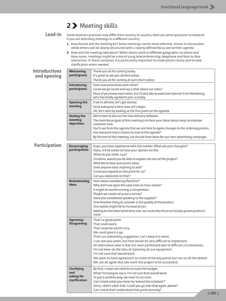 Meeting Skills | PDF | Communication