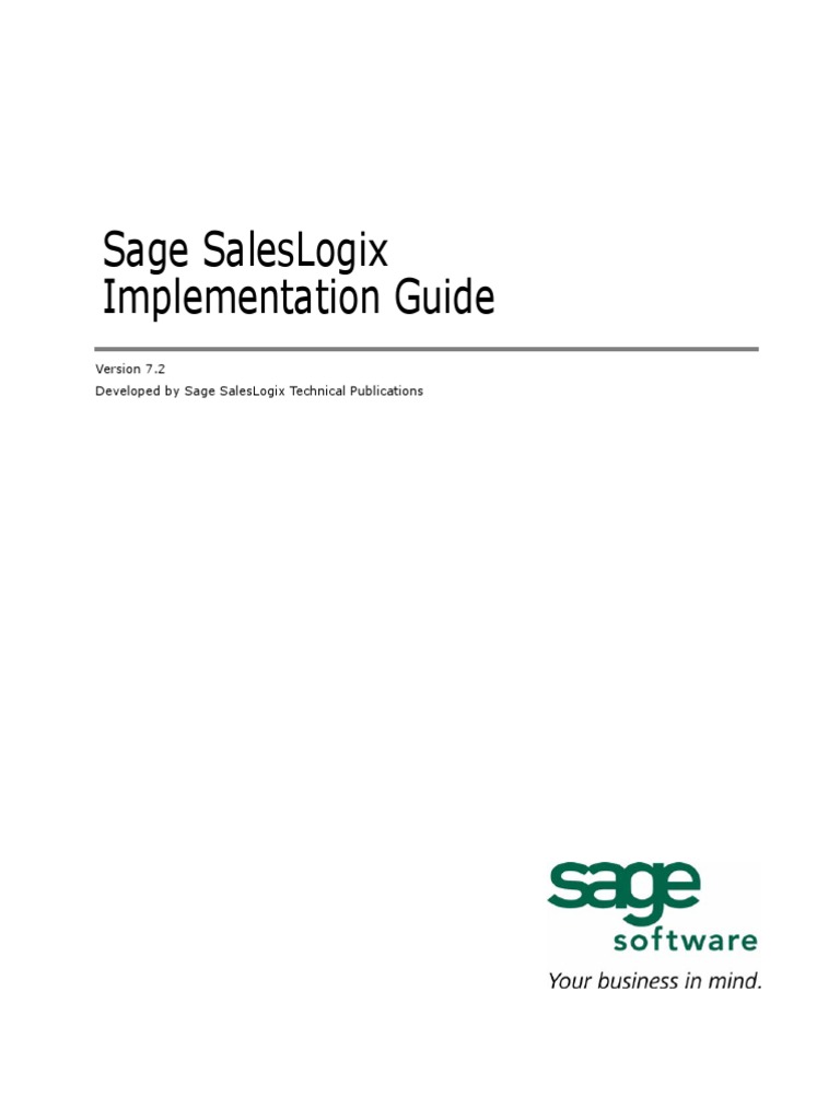 Sage Saleslogix Implementation Guide Pdf Clientserver Model