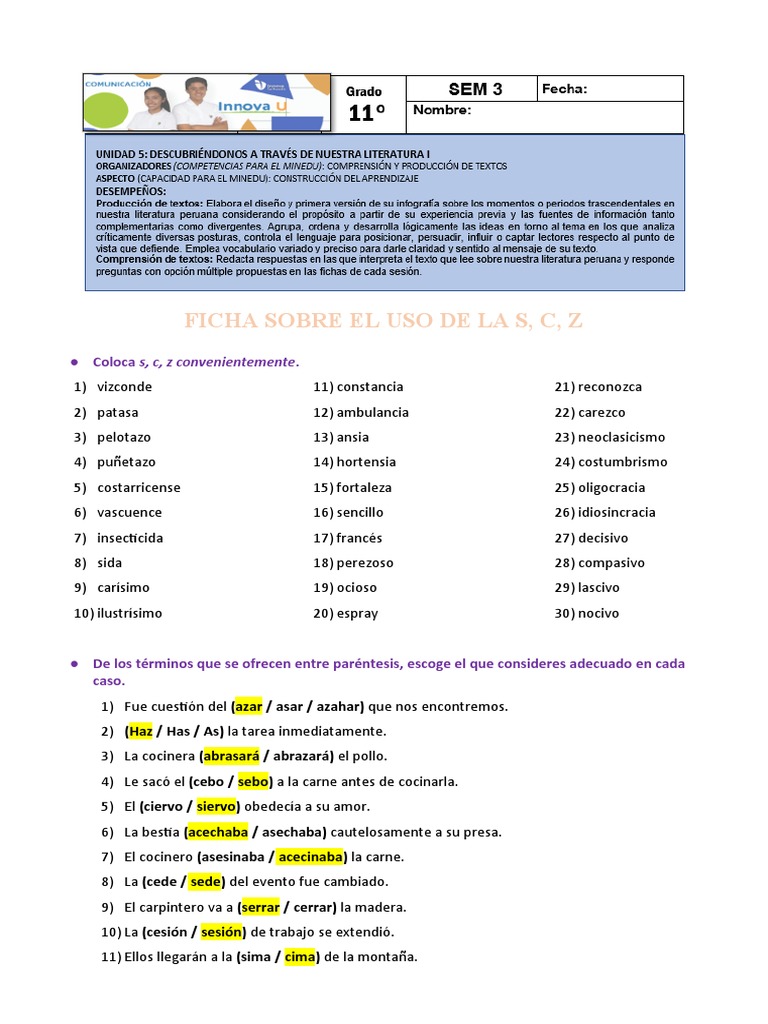 Uso correcto de S, C y Z en español | PDF