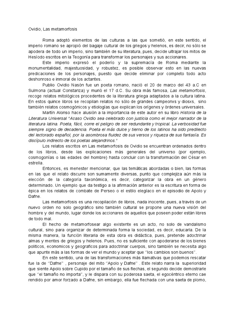 Ovidio, Las Metamorfosis | PDF | Ovidio