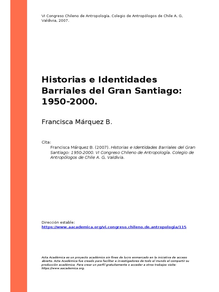 Francisca Marquez B. (2007) - Historias e Identidades Barriales Del ...