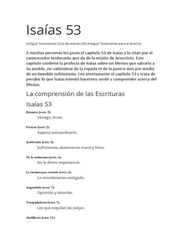 Explicación de Isaías 53: Profecía y Significado | PDF | Religión y ...