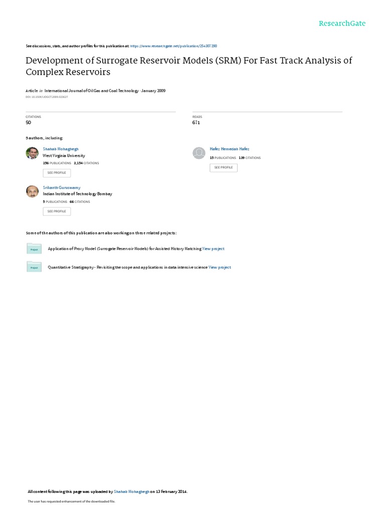 Development of Surrogate Reservoir Models (SRM) For Fast Track Analysis ...