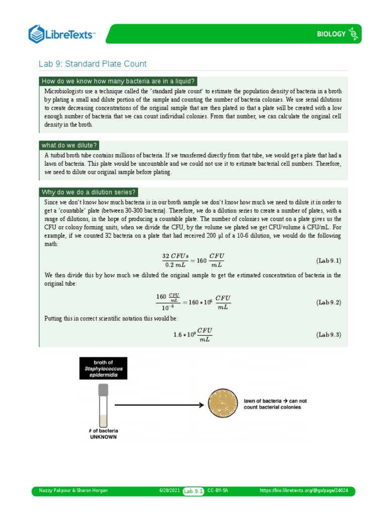 Standard Plate Count Lab Guide | PDF | Colony Forming Unit | Chemistry