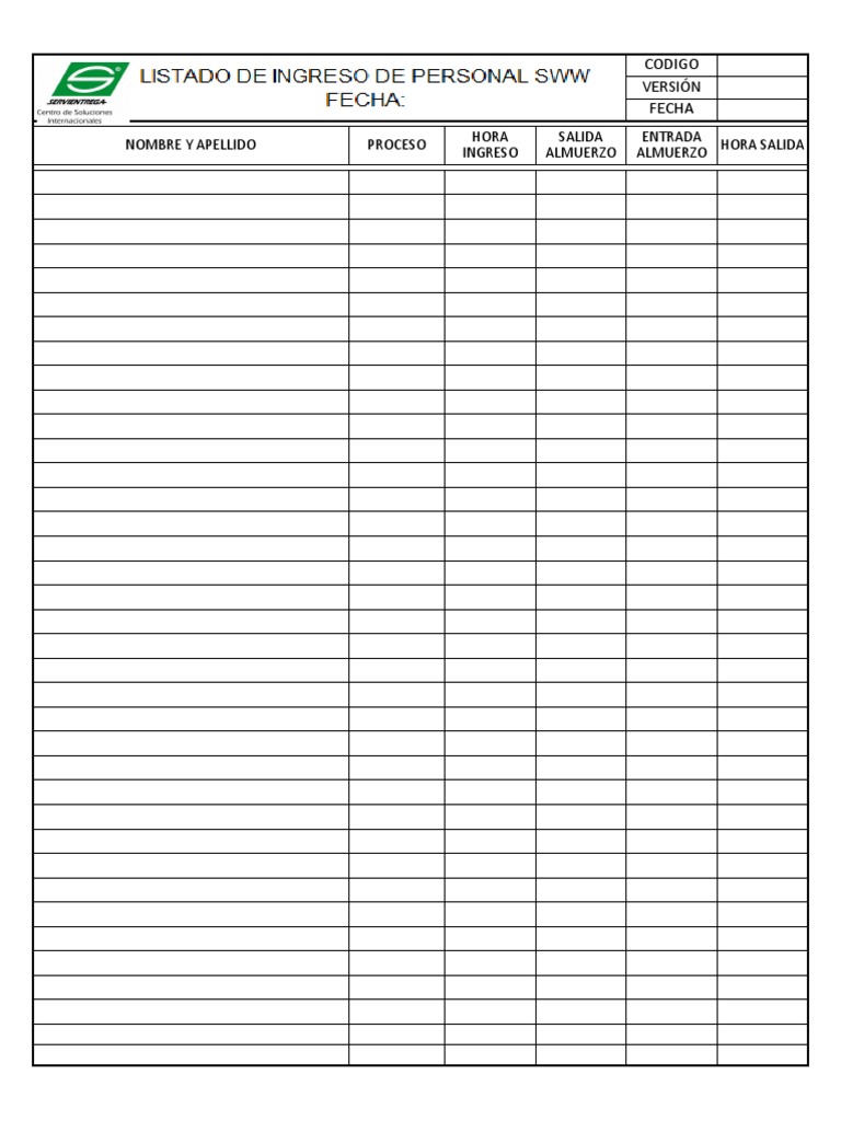 Formato Listado de Ingreso Personal SWW | PDF