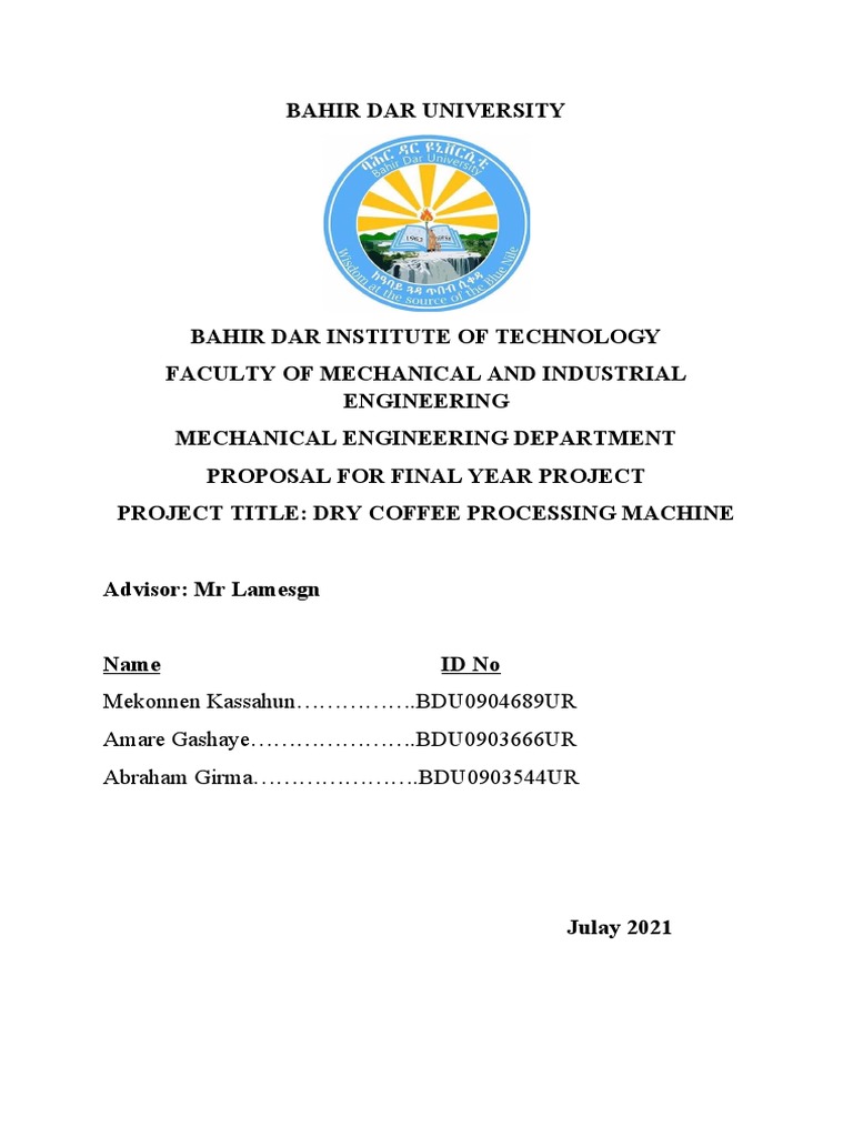 Dry Coffee Processing Machine Proposal | PDF | Coffee | Food And Drink